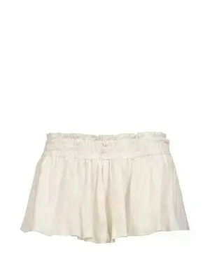 GLOWNY Honey Ruffled Pointelle-knit Mini Shorts
