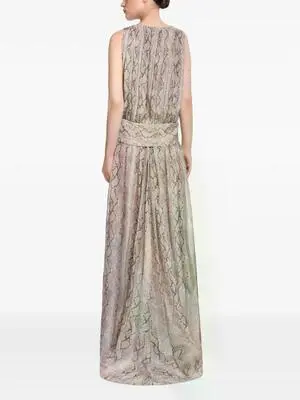 Elie Saab Python-print Silk Maxi Dress