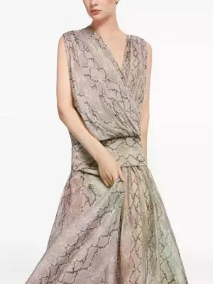 Elie Saab Python-print Silk Maxi Dress