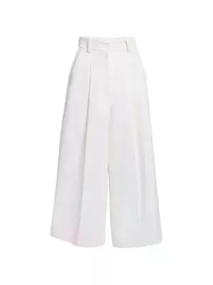 Elie Saab Cotton Piqué Cropped Trousers - White