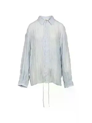 GLOWNY Coastal Textured Drawstring Shirt - Blue