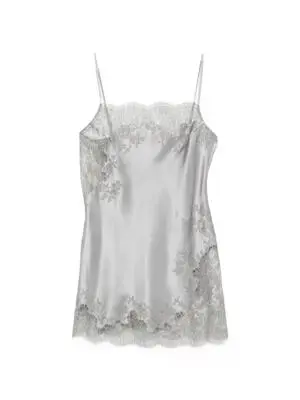 Carine Gilson Lace-trim Silk Slip Blouse - Grey