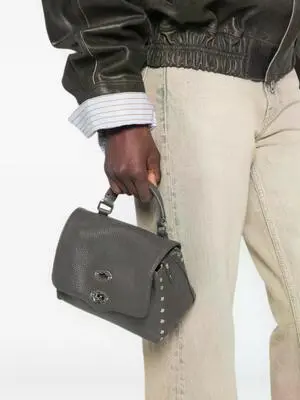 ZANELLATO Baby Postina Studded Leather Shoulder Bag - Grey