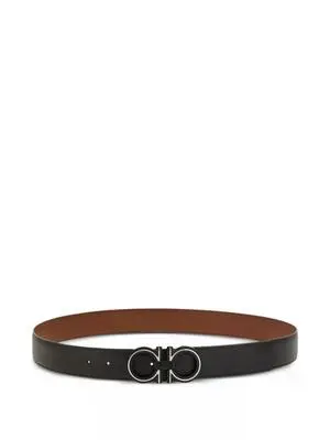 FERRAGAMO Gancini Reversible Leather Belt - Black