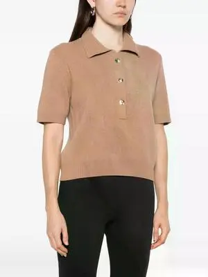 Liviana Conti Short-sleeve Knitted Polo Top - Brown