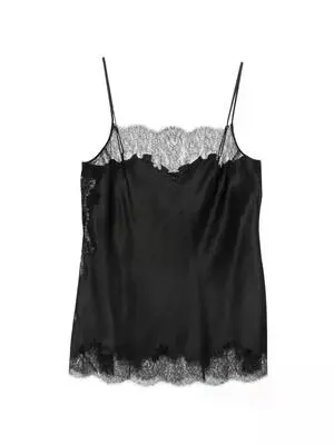 Carine Gilson Lace-trim Silk Top - Black