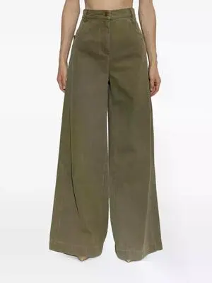 Max Mara Alamaro Cotton Wide Leg Jeans - Green