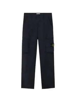 Stone Island Logo-patch Straight-leg Trousers - Blue