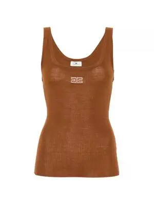 Elisabetta Franchi Ribbed Knit Logo-embroidered Vest