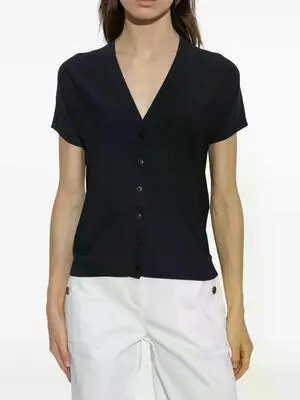 Max Mara V-neck Button-up Top - Blue