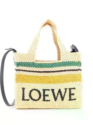 Loewe Paula's Ibiza Logo Convertible Raffia Small Tote Bag