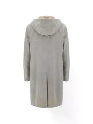 LARDINI Single-breasted Hooded Wool Coat