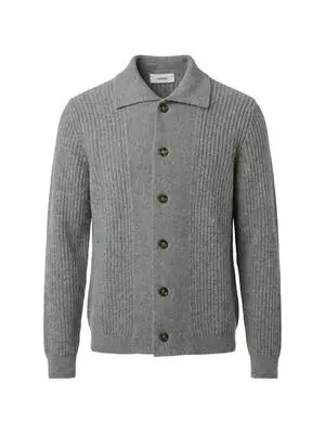 LARDINI Ribbed-knit Wool Cardigan - Grey