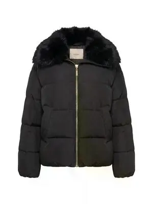 TWINSET Faux Fur-collar Zip-up Puffer Jacket