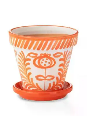 J-LINE Floral-print Striped Flowerpot - Orange