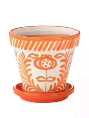 J-LINE Floral-print Striped Flowerpot - Orange