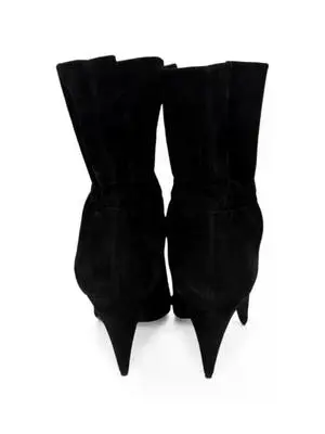 Saint Laurent Suede Pointed Toe Stiletto Ankle Boots