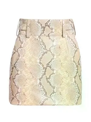 Elie Saab Python-print Belted Mini Skirt - Neutrals
