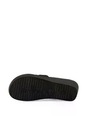 Calvin Klein Embroidered Logo Wedge Sandals - Black