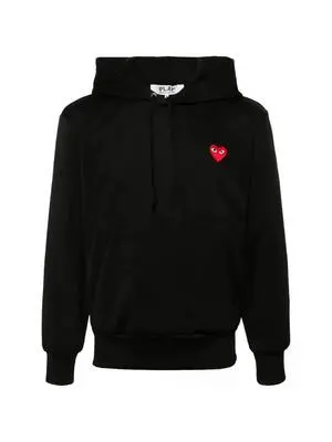 Comme Des Garçons Heart-patch Hoodie - Black