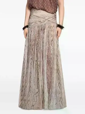 Elie Saab Python-print Silk Maxi Skirt