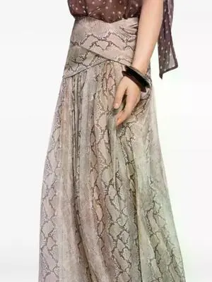 Elie Saab Python-print Silk Maxi Skirt