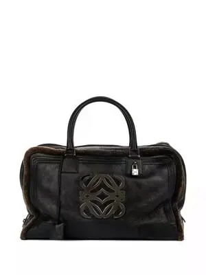 Loewe Shearling-trimmed Leather Bag - Black