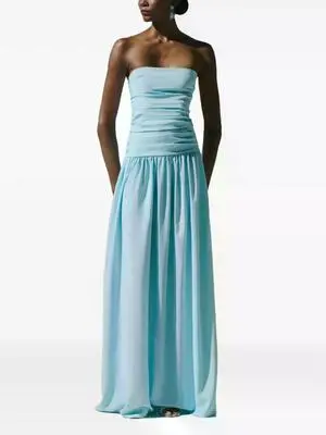 BAOBAB Nicola Ruched Strapless Maxi Dress - Blue
