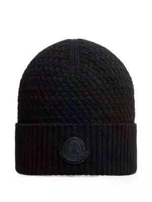 Moncler Cable-knit Beanie Hat - Black
