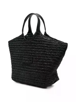 Balmain Logo-embroidered Woven Shoulder Bag