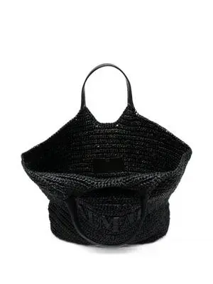 Balmain Logo-embroidered Woven Shoulder Bag
