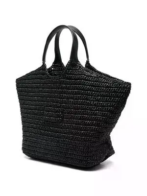 Balmain Logo Embroidered Woven Shoulder Bag