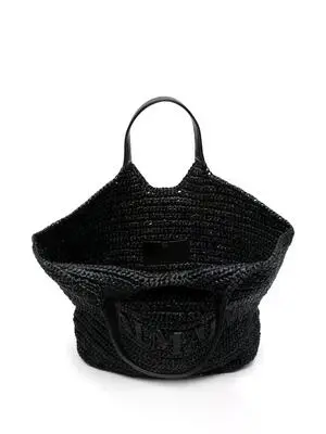 Balmain Logo Embroidered Woven Shoulder Bag