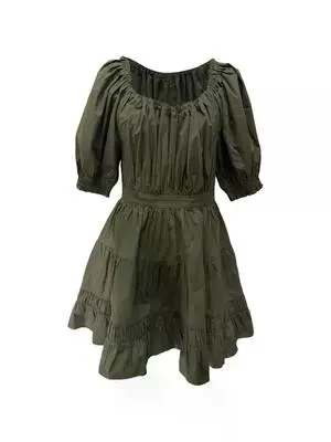 Ulla Johnson Puffed-sleeve Tiered Dress - Green