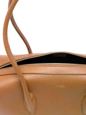 Yuzefi Brioche Duffle Grained Leather Shoulder Bag - Brown