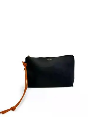 Loewe T-knot Leather Pouch Bag - Black