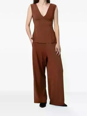 Max Mara Elasticated-waist Wide-leg Trousers - Brown