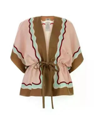 Fendi Wave-print Silk Poncho - Pink