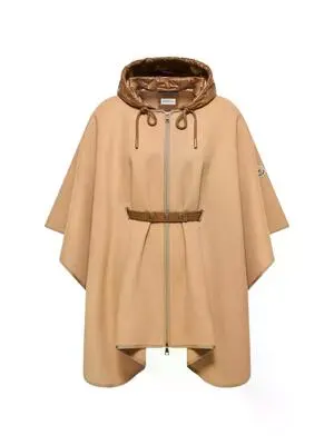 Moncler Hooded Belted Cape - Neutrals