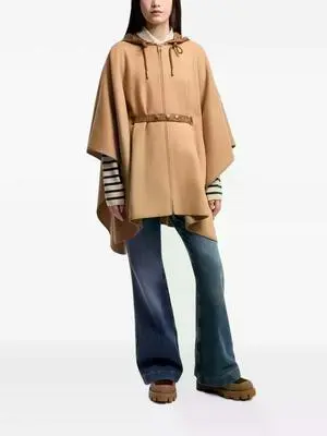 Moncler Hooded Belted Cape - Neutrals