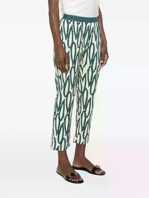 Liviana Conti Abstract-print Elasticated-waistband Trousers - White