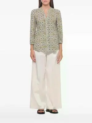 EMME Geometric Print V-neck Shirt