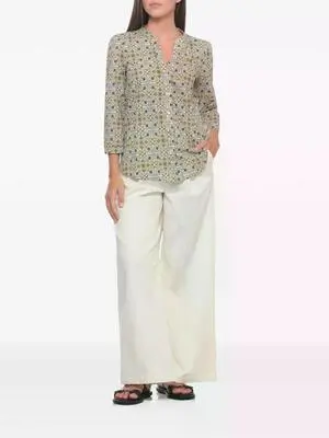 EMME Geometric Print V-neck Shirt