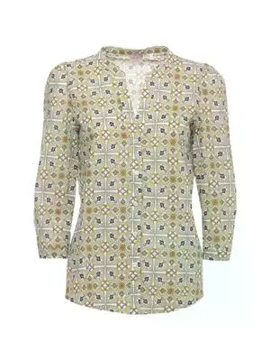 EMME Geometric Print V-neck Shirt