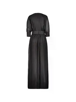 Rochas Pleated Belted Maxi Dress - Black
