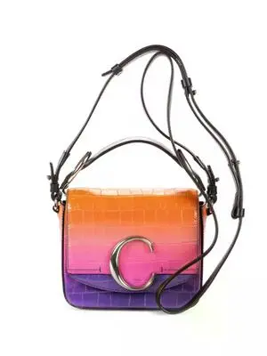 Chloé C-plaque Embossed Crocodile Effect Tote Bag - Orange
