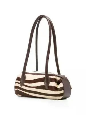 Yuzefi Zebra Print Leather Shoulder Bag - Brown