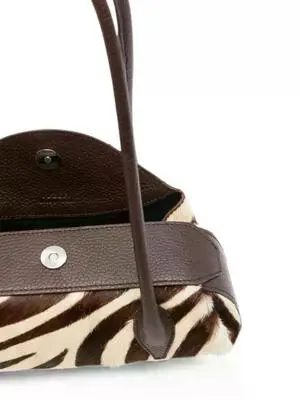 Yuzefi Zebra Print Leather Shoulder Bag - Brown