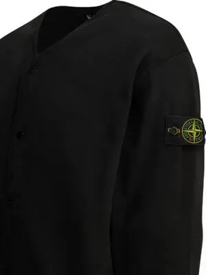 Stone Island Logo-patch Cotton Cardigan - Black