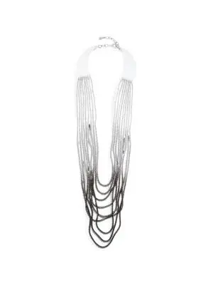Emporio Armani Multi-strand Bead-embellished Necklace - Silver